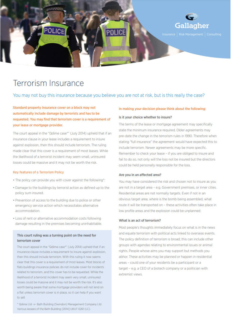 Terrorism Insurance Cover - Deacon